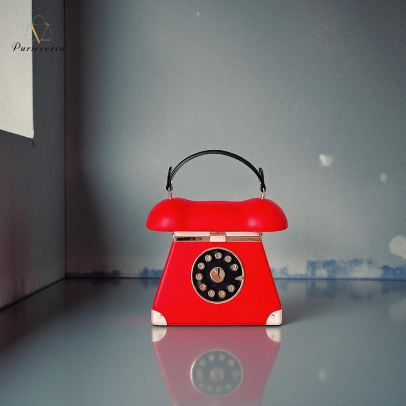 Vintage Telephone Leather Handbag | Retro Phone Bag for Women | Quirky ...