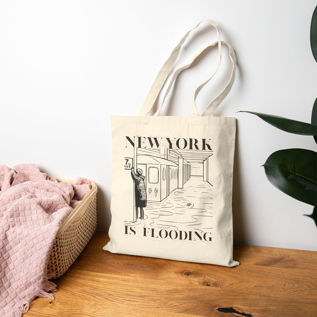 New York is Flooding Cotton Tote Bag, Eco-friendly Shopping Bag, Gift ...