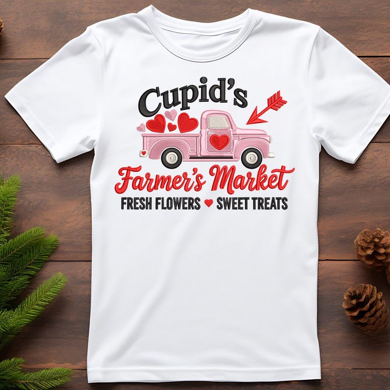 Cupid’s Farmers Market Truck – Valentine Embroidery - Etsy