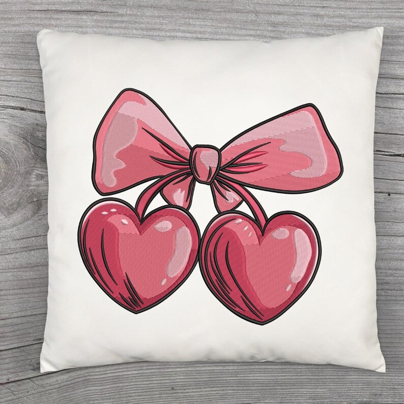 Heart Bow – Shiny Valentine Embroidery Design - Etsy