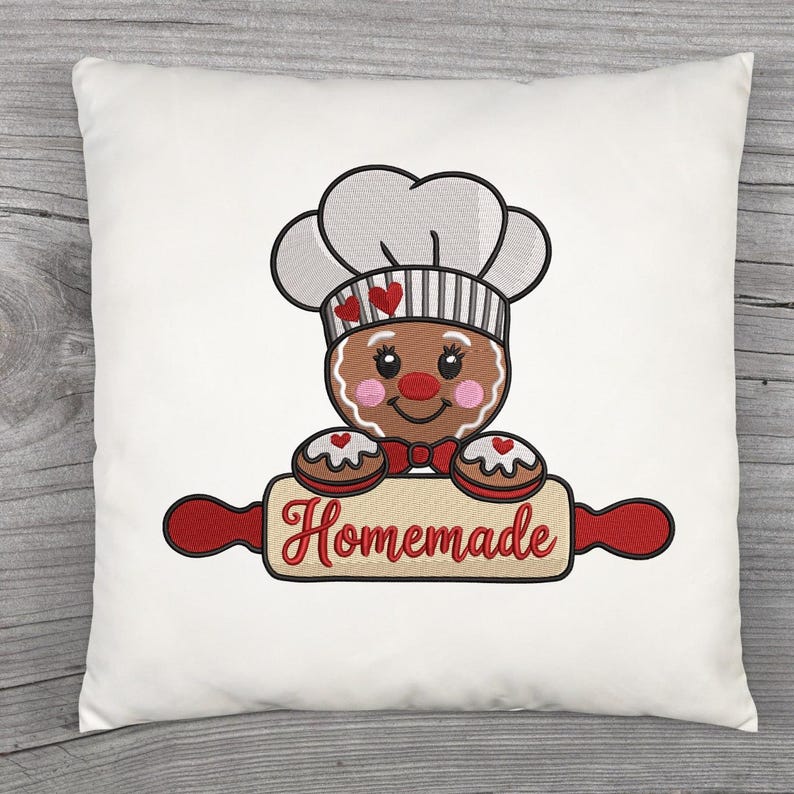 Gingerbread Chef Embroidery Design – Cute Holiday Kitchen Decor (file ...