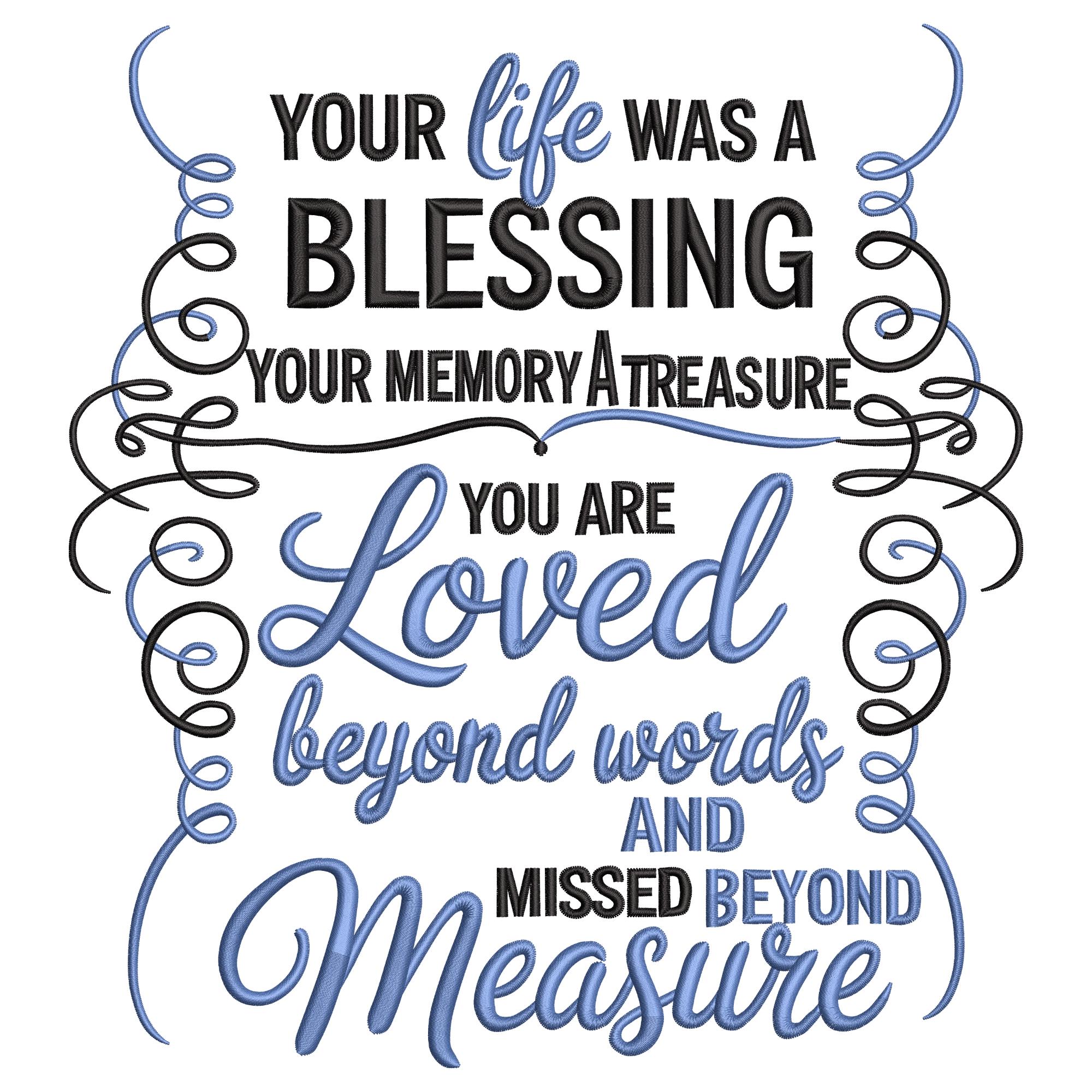 Loved Beyond Measure – Memorial Blessing Embroidery File - Etsy