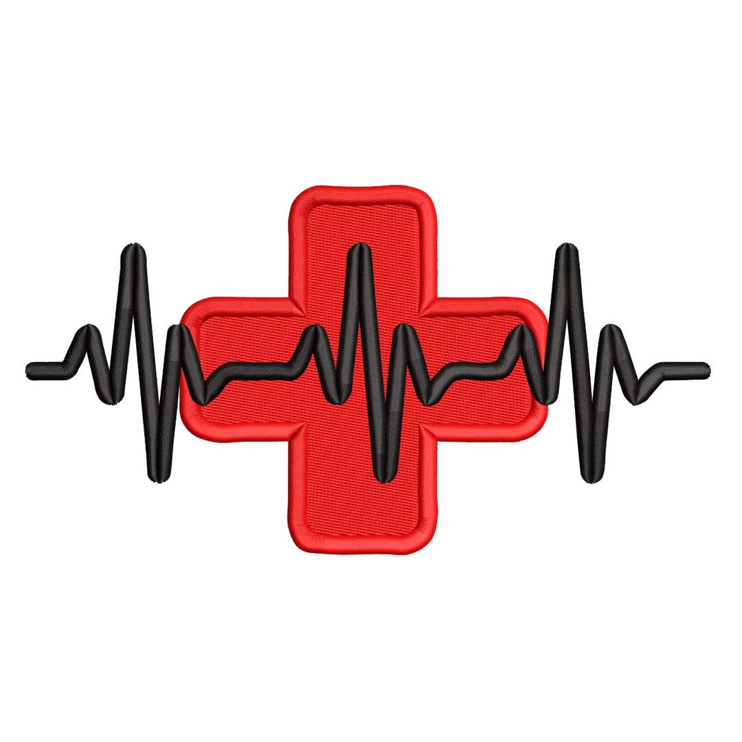 Heartbeat Medical Cross – Nurse & EMT Embroidery File - Etsy