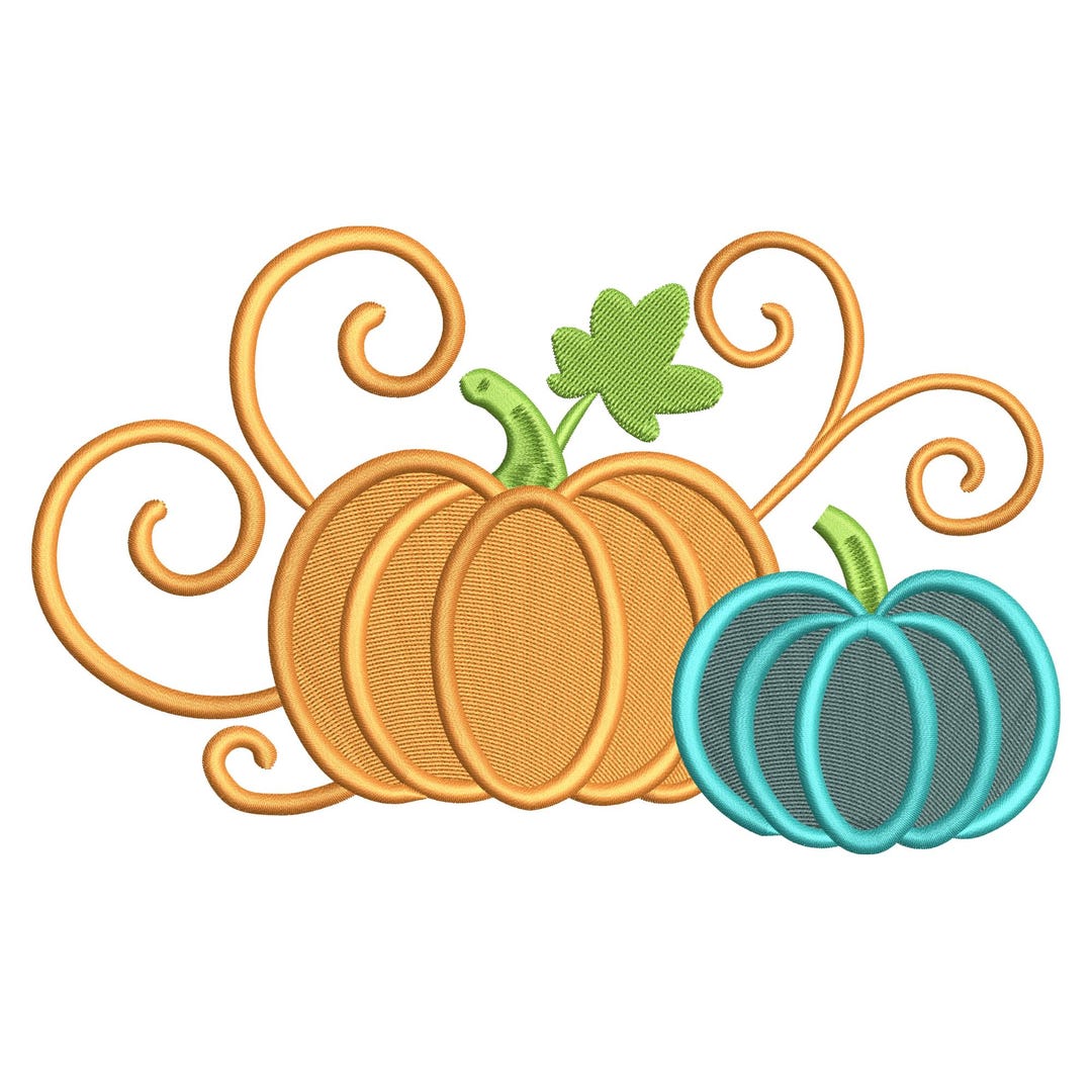 Pumpkin Swirl Duo Embroidery Design – Fall Pumpkins Machine Embroidery ...