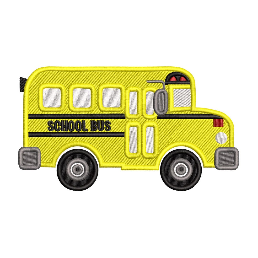 School Bus Embroidery Design – Yellow Vehicle Machine Embroidery File ...