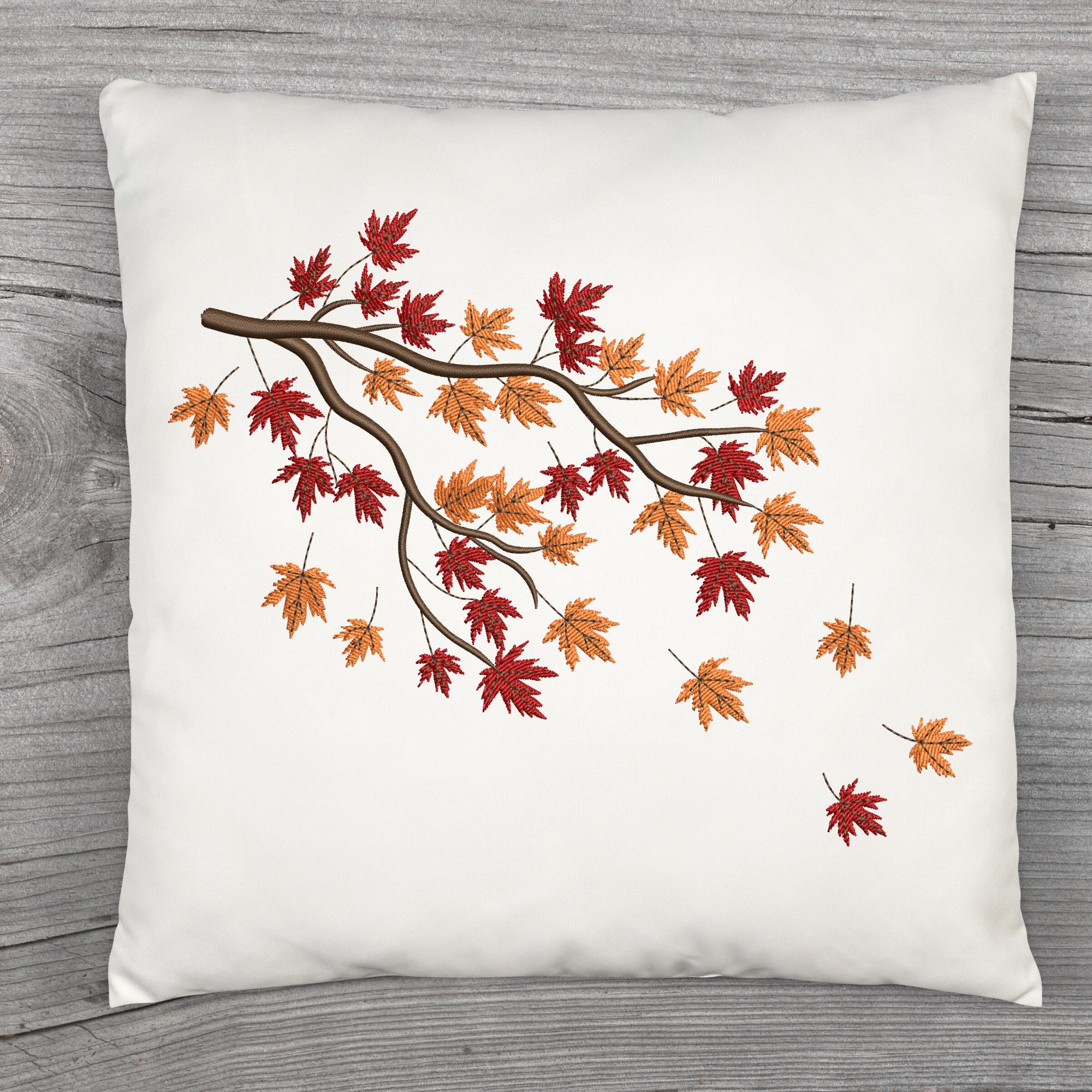 Autumn Leaves Branch Embroidery Design – Fall Season Machine Embroidery ...