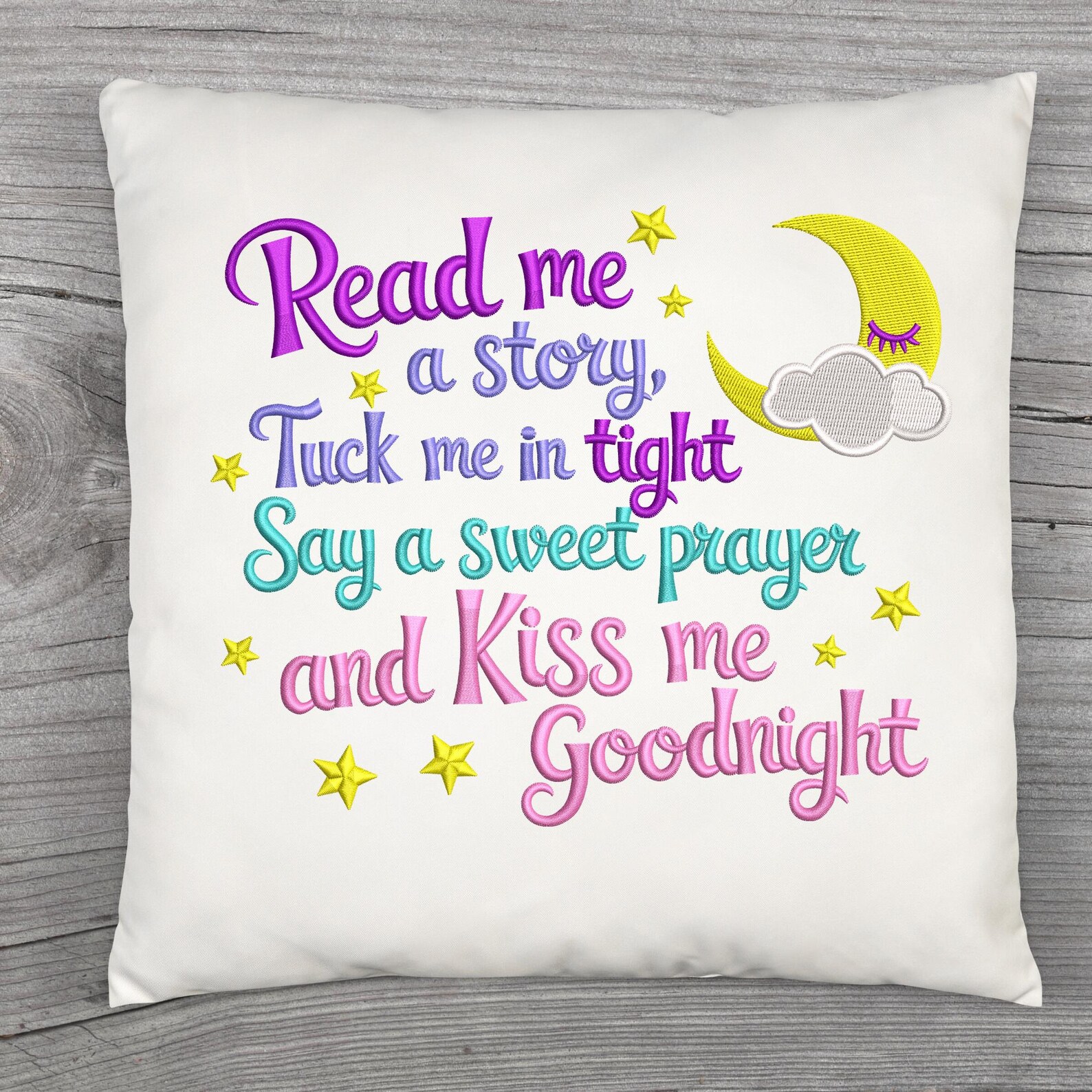 Read Me a Story, Tuck Me in Tight – Sweet Bedtime Quote Embroidery ...