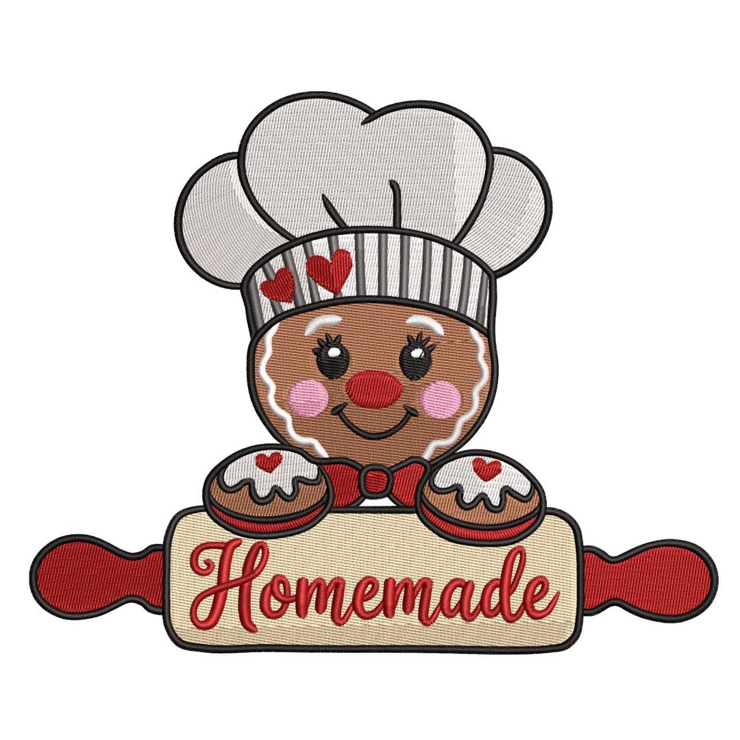 Gingerbread Chef Embroidery Design – Cute Holiday Kitchen Decor (file ...