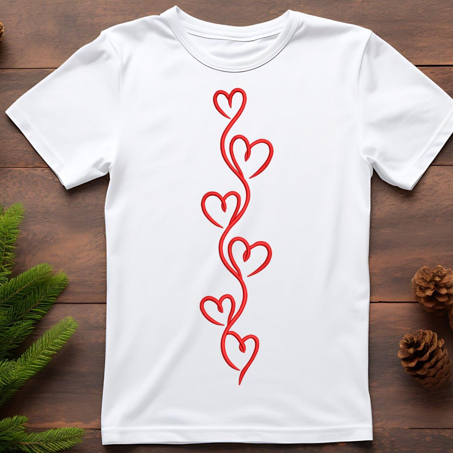 Vertical Swirl Hearts Border Embroidery Design - Etsy
