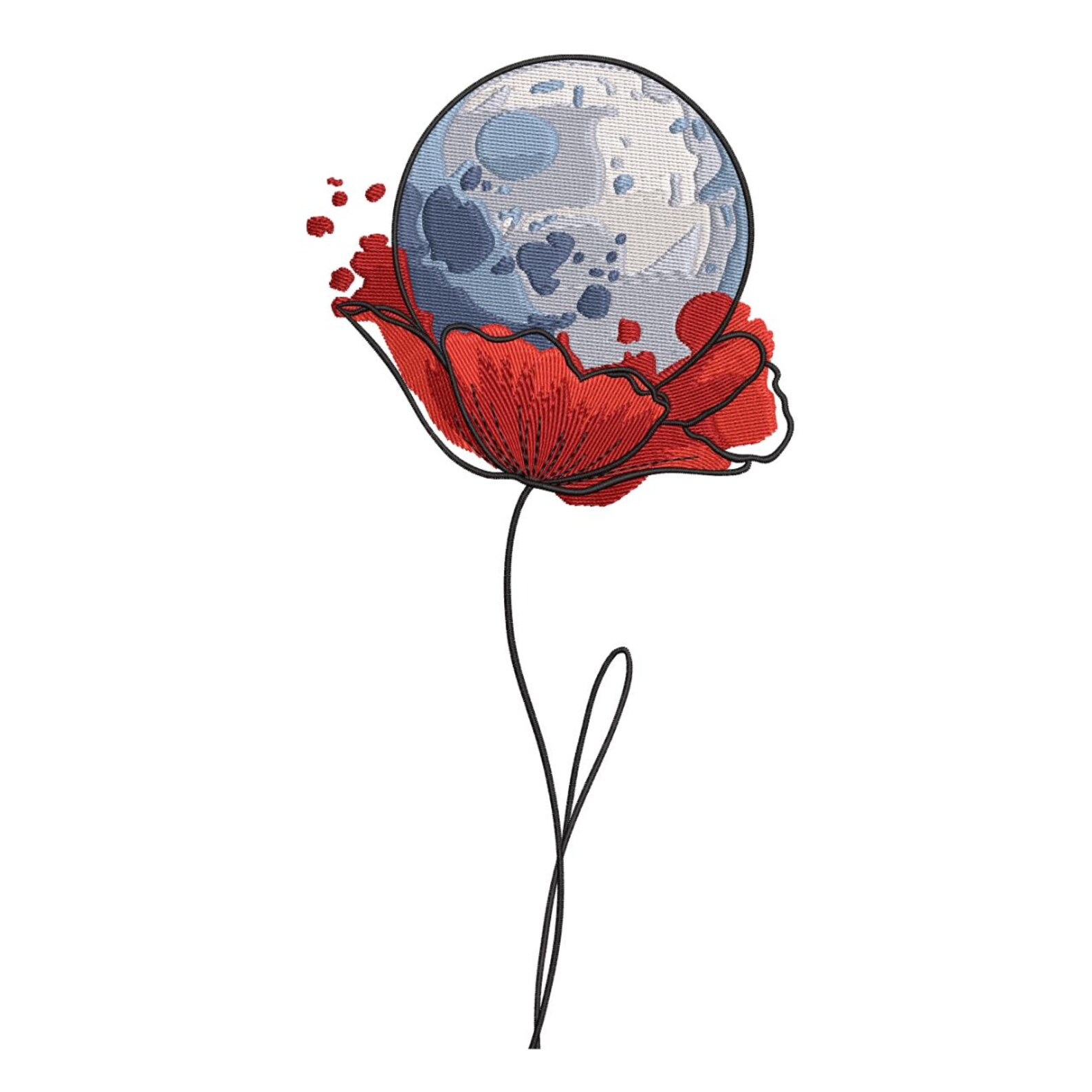 Moon Poppy Stem – Dreamy Floral Embroidery Design - Etsy