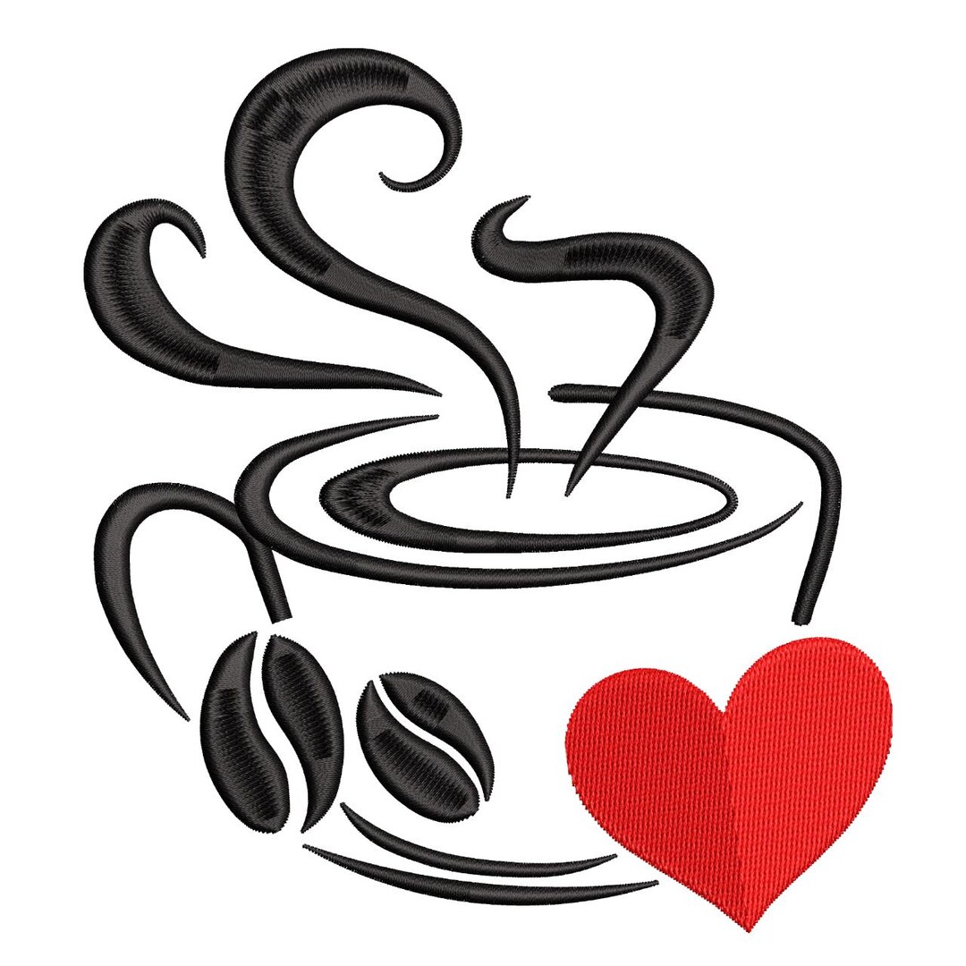 Coffee Love Cup – Simple Heart Embroidery Design - Etsy