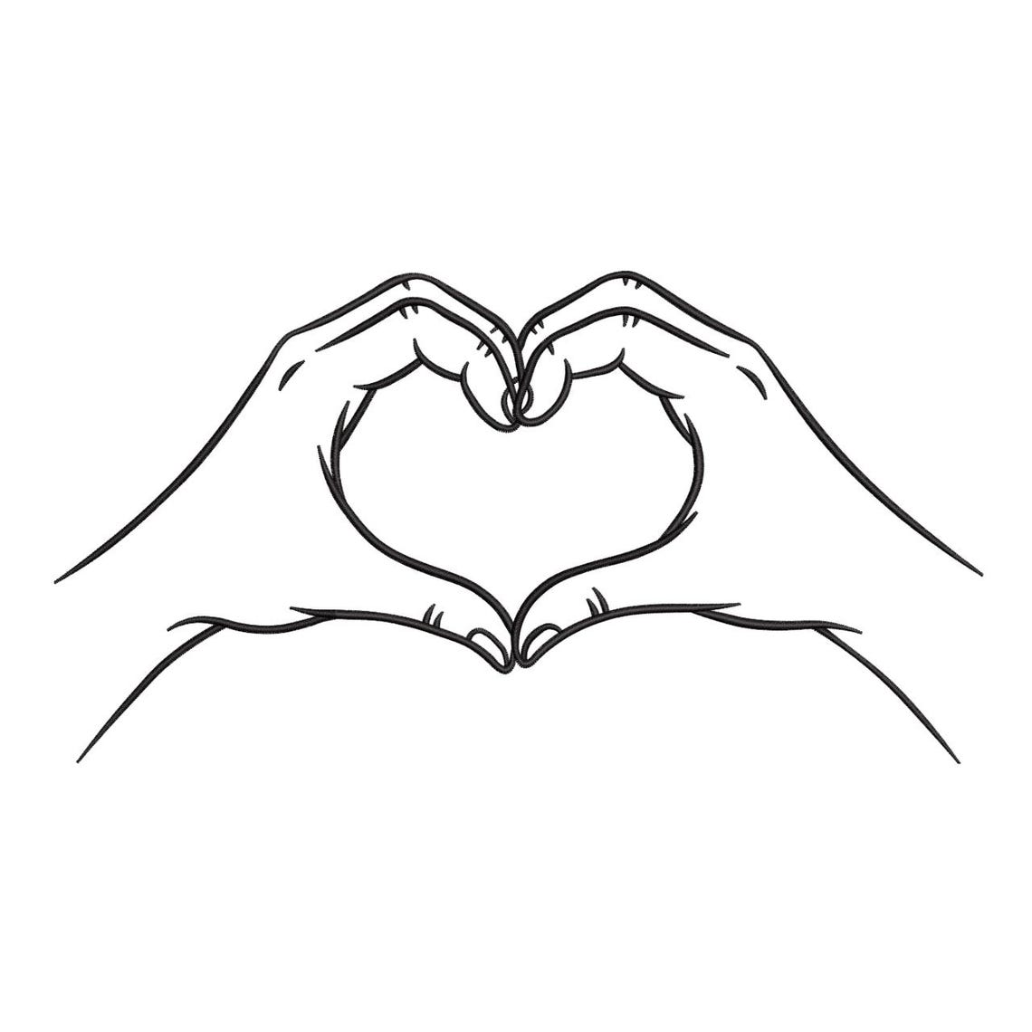 Heart Hands Outline – Minimal Love Embroidery - Etsy