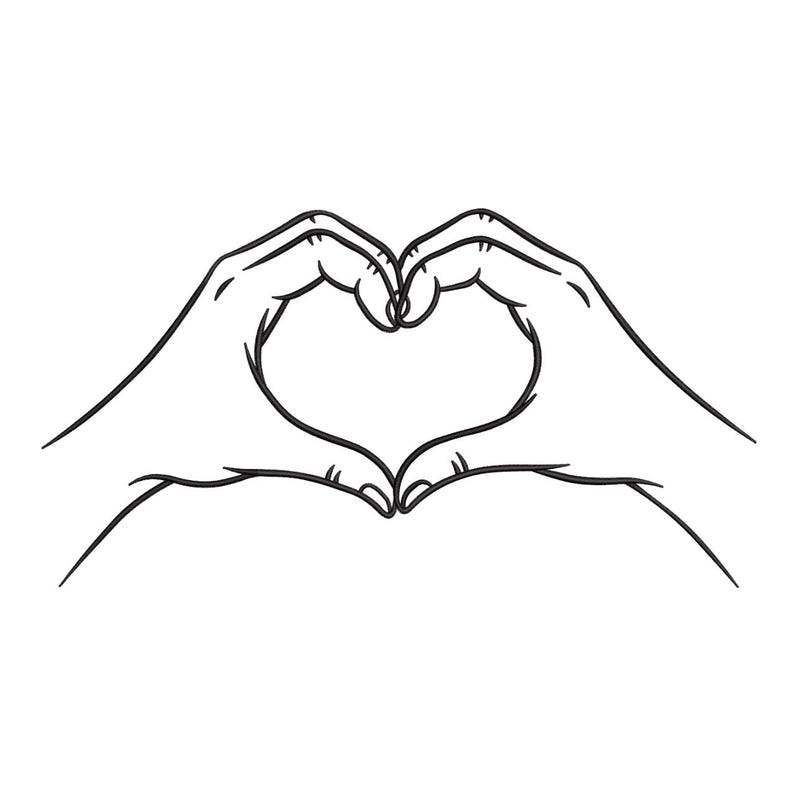 Heart Hands Outline – Minimal Love Embroidery - Etsy