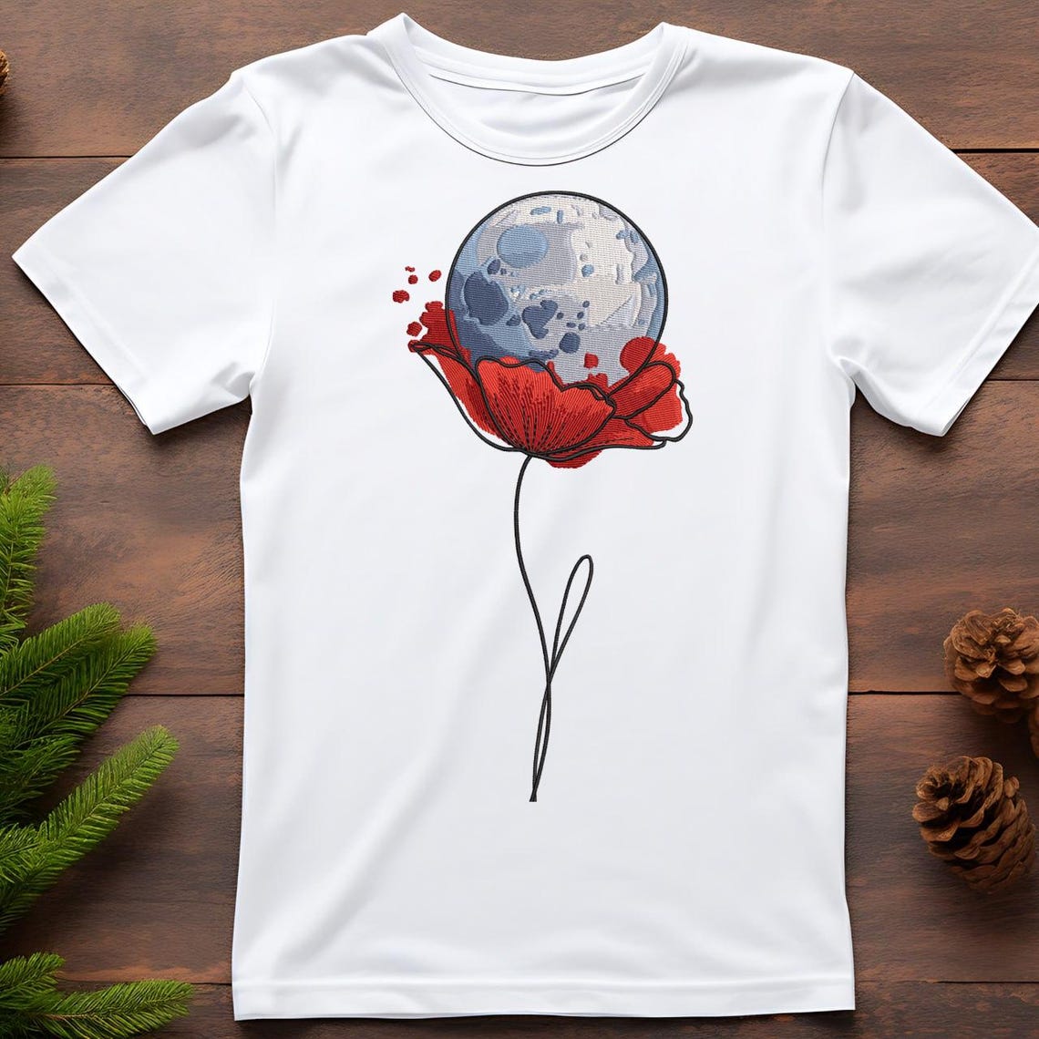 Moon Poppy Stem – Dreamy Floral Embroidery Design - Etsy