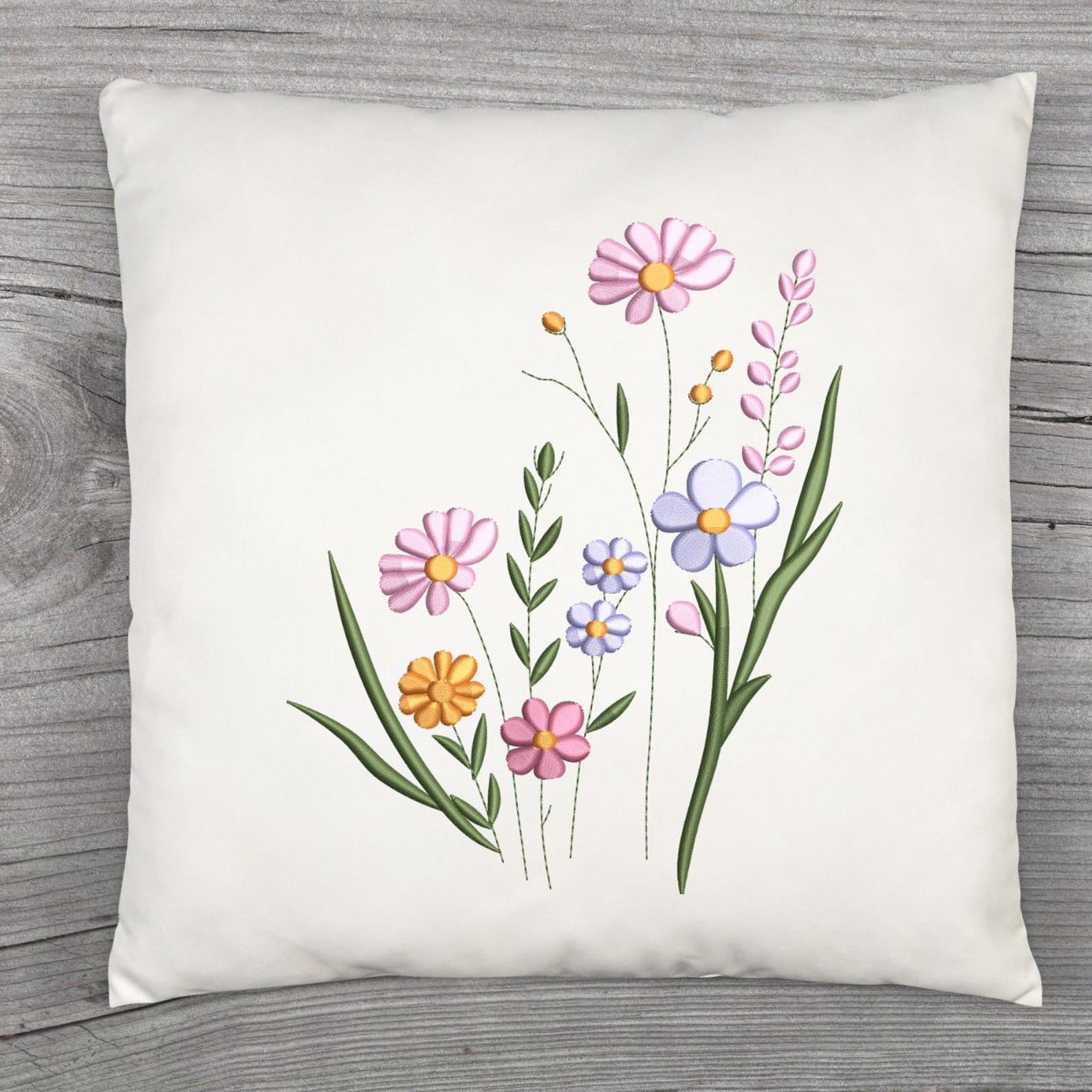 Pastel Wildflower Meadow – Floral Embroidery Design - Etsy