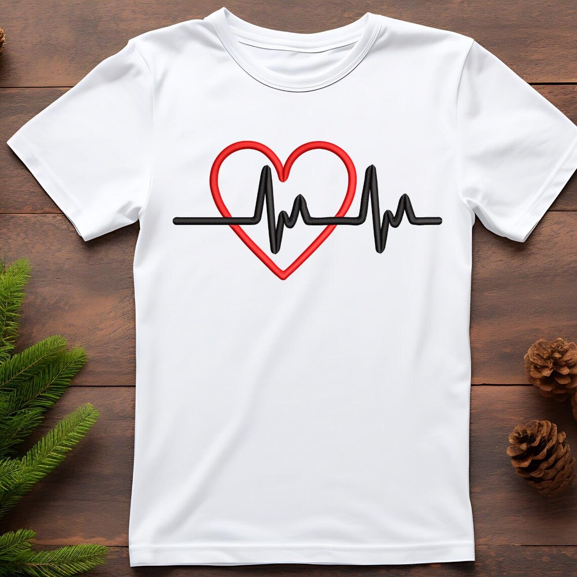 Heartbeat Heart – Simple Medical Line Art Embroidery - Etsy