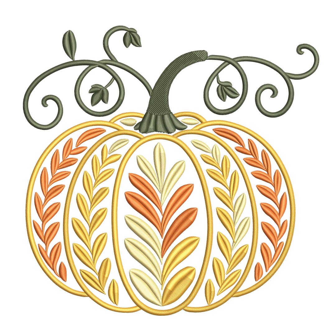 Autumn Pumpkin Motif – Cozy Fall Embroidery Design - Etsy