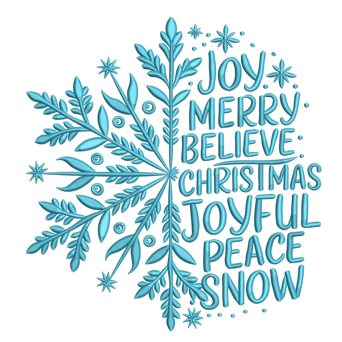 Snowflake Word Art – Christmas Winter Embroidery File - Etsy