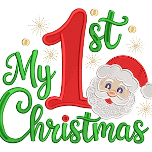 My 1st Christmas Santa Embroidery Design – Baby Holiday Machine ...