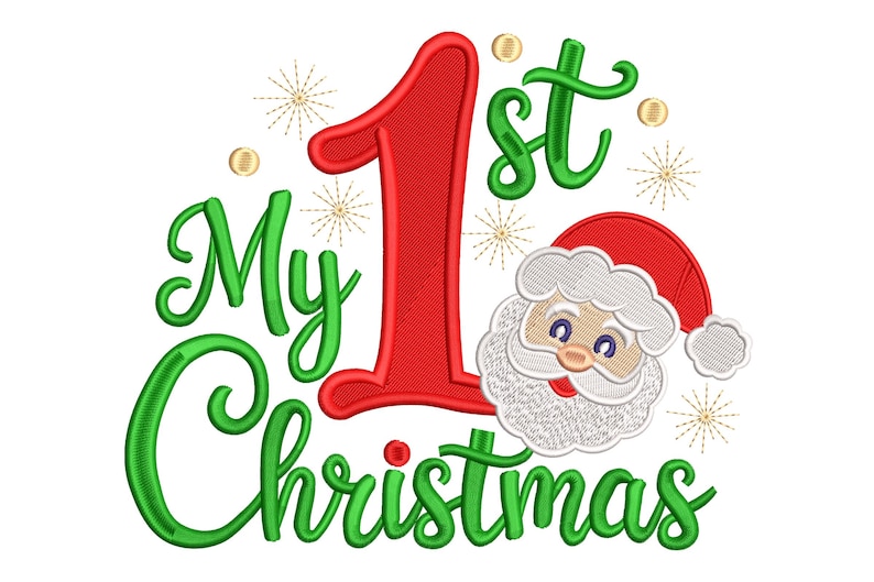 My 1st Christmas Santa Embroidery Design – Baby Holiday Machine ...