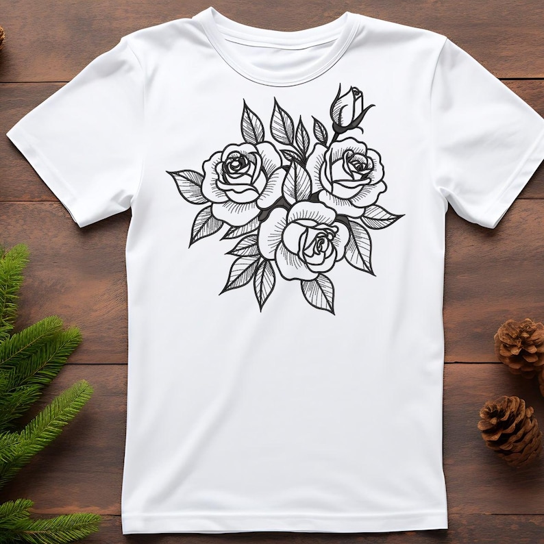 Sketch Roses Bouquet – Line Art Embroidery Design - Etsy