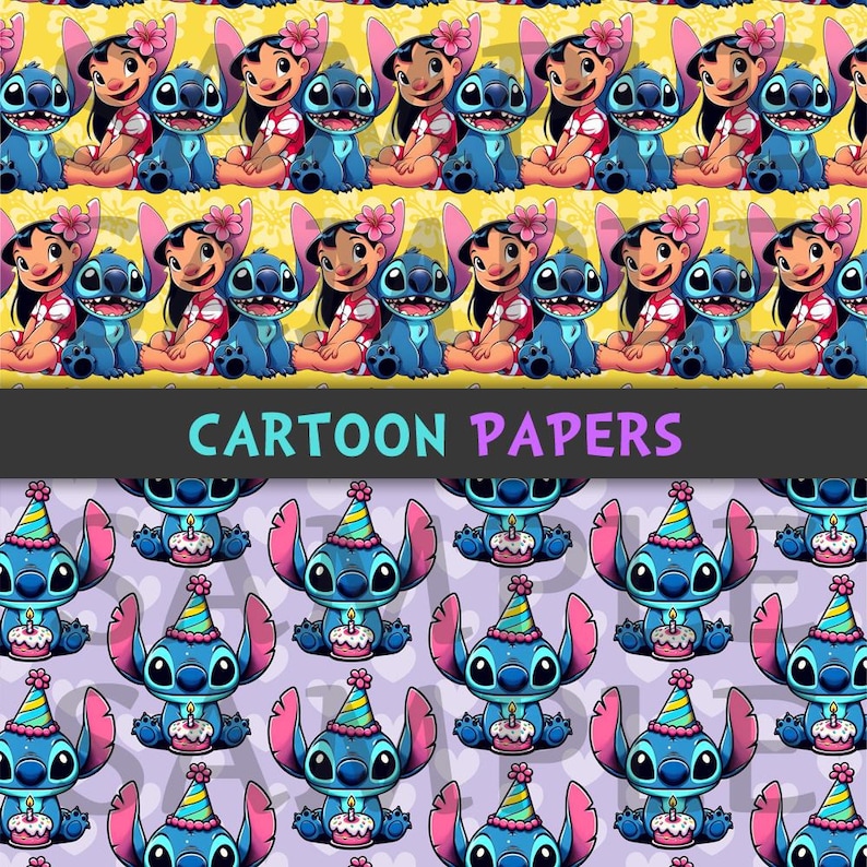 Lilo and Stitch Digital Paper Pack Pattern, Wallpaper, Background ...