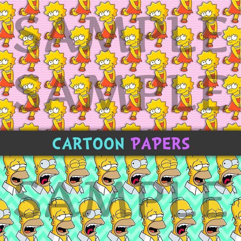 The Simpsons Digital Paper Pack Pattern, Wallpaper, Background ...
