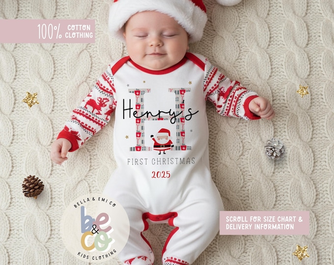 Personalized First Christmas Sleepsuit: Cotton Newborn Gift - Etsy