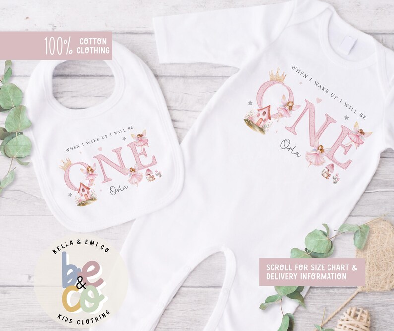 Personalised Girl's Fairy First Birthday Pyjamas, Sleep Suit: Striped ...