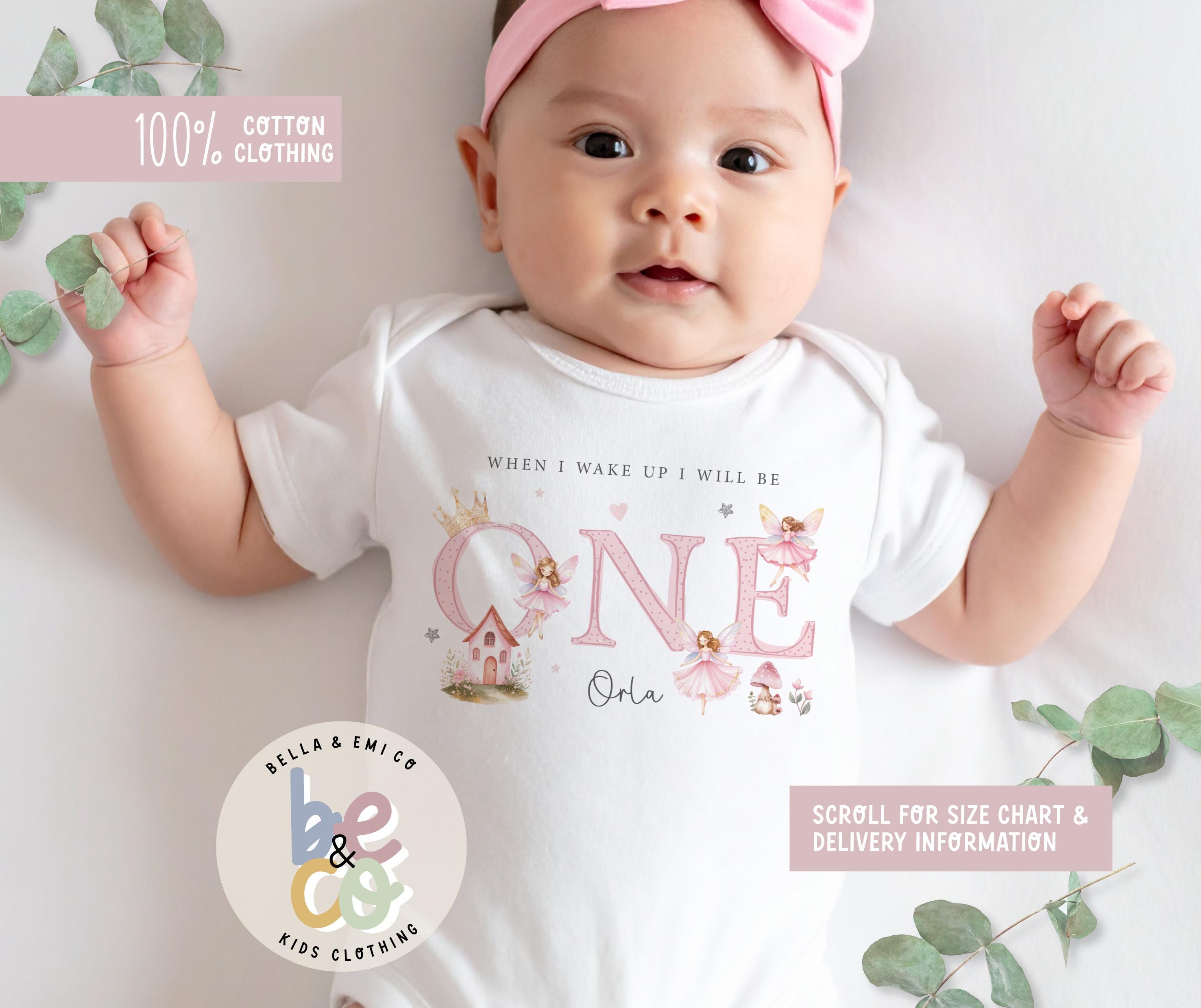 Personalised Girl's Fairy First Birthday Pyjamas, Sleep Suit: Striped ...