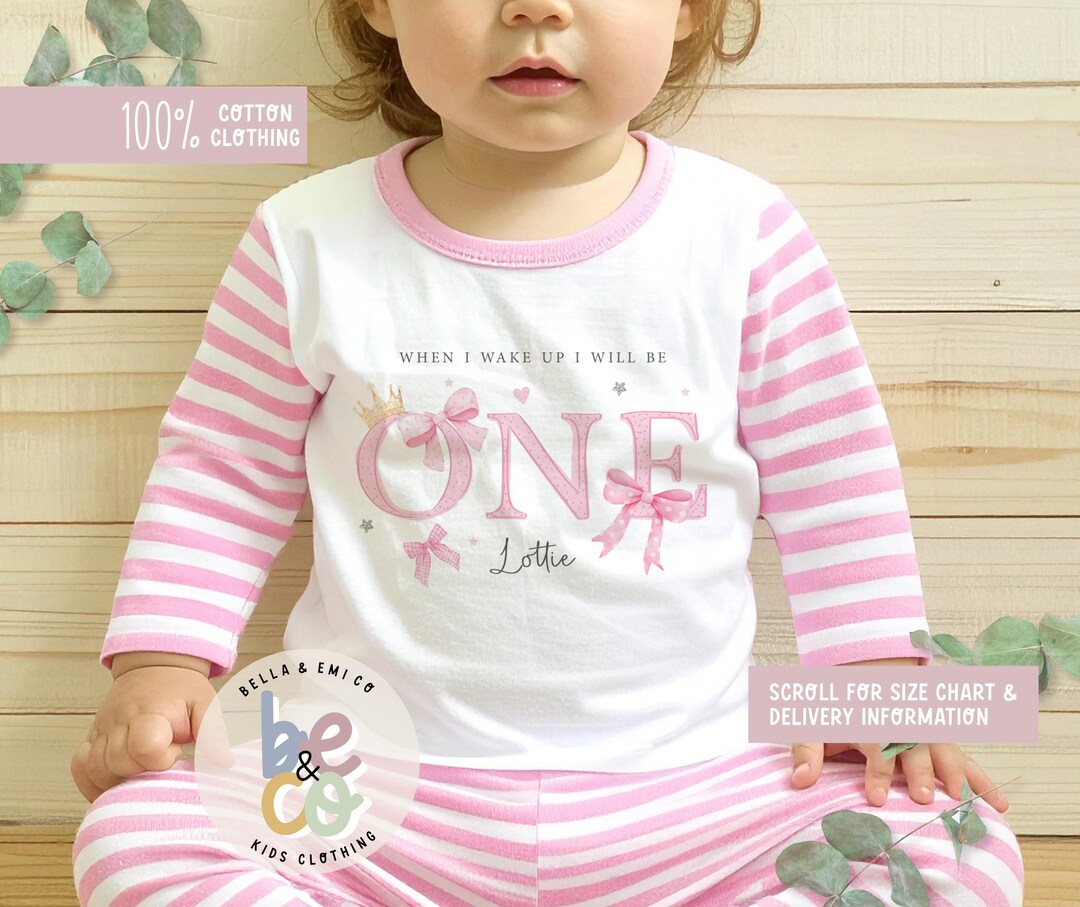 Personalised Girl's Birthday Pyjamas, Sleep Suit: Striped Cotton ...