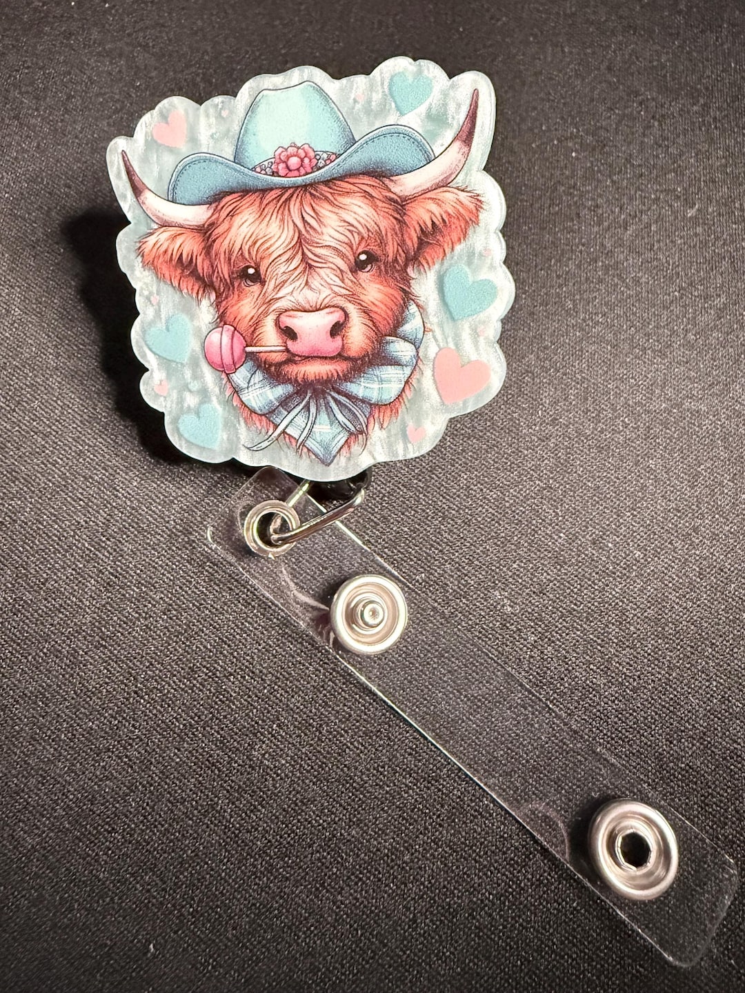 Cowboy Cow Badge Reel – Cute Western ID Holder, Highland Cow Badge Reel ...