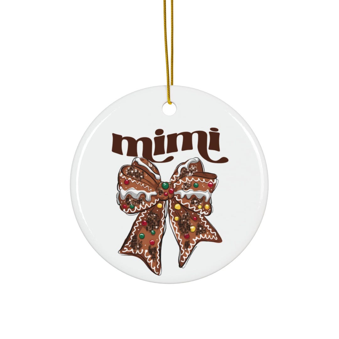 Mimi Christmas Ornament - Personalized Holiday Decor, Gingerbread Bow ...