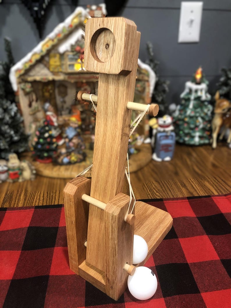 Handmade Wooden Catapult – Red Oak Desk Toy, Office Gag Gift, Gift for ...