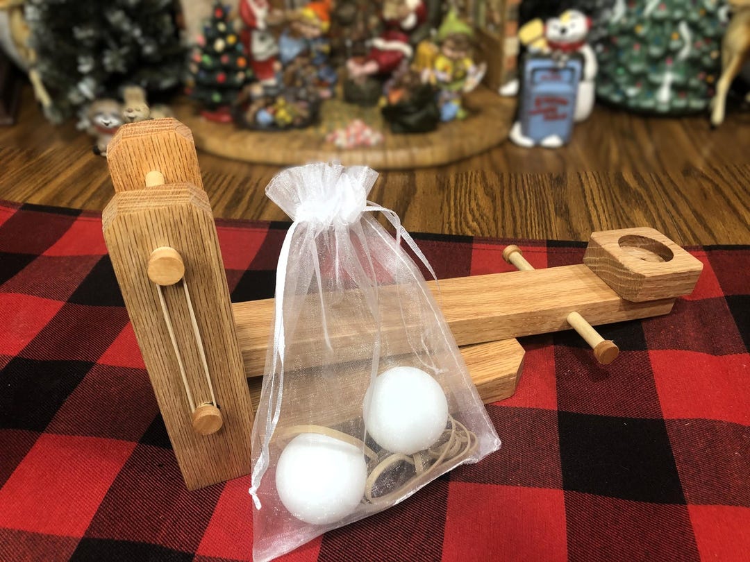 Handmade Wooden Catapult – Red Oak Desk Toy, Office Gag Gift, Gift for ...