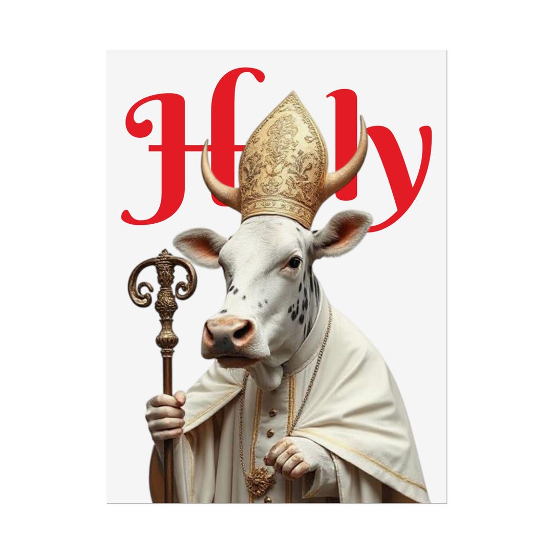 Holy Cow Art Print: Quirky Animal Wall Decor - Etsy