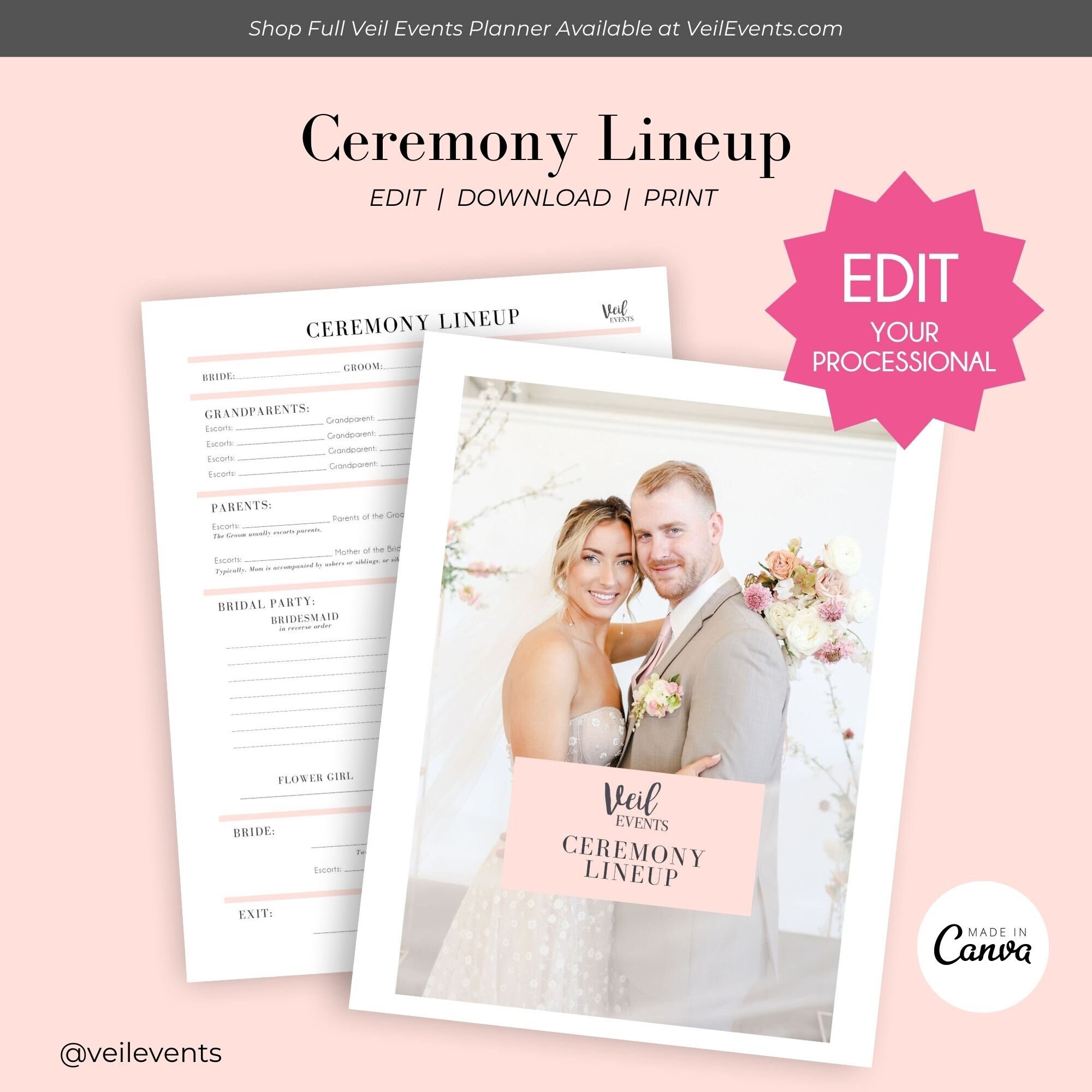 Veil Events Planner Custom Edit Ceremony Lineup, Assigned Seating ...