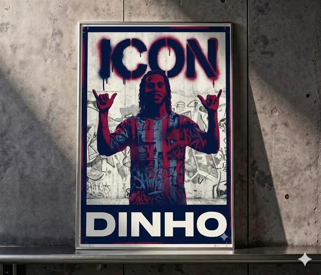 Ronaldinho Poster Graffiti Art, Soccer Wall Decor, Urban Stencil Print ...
