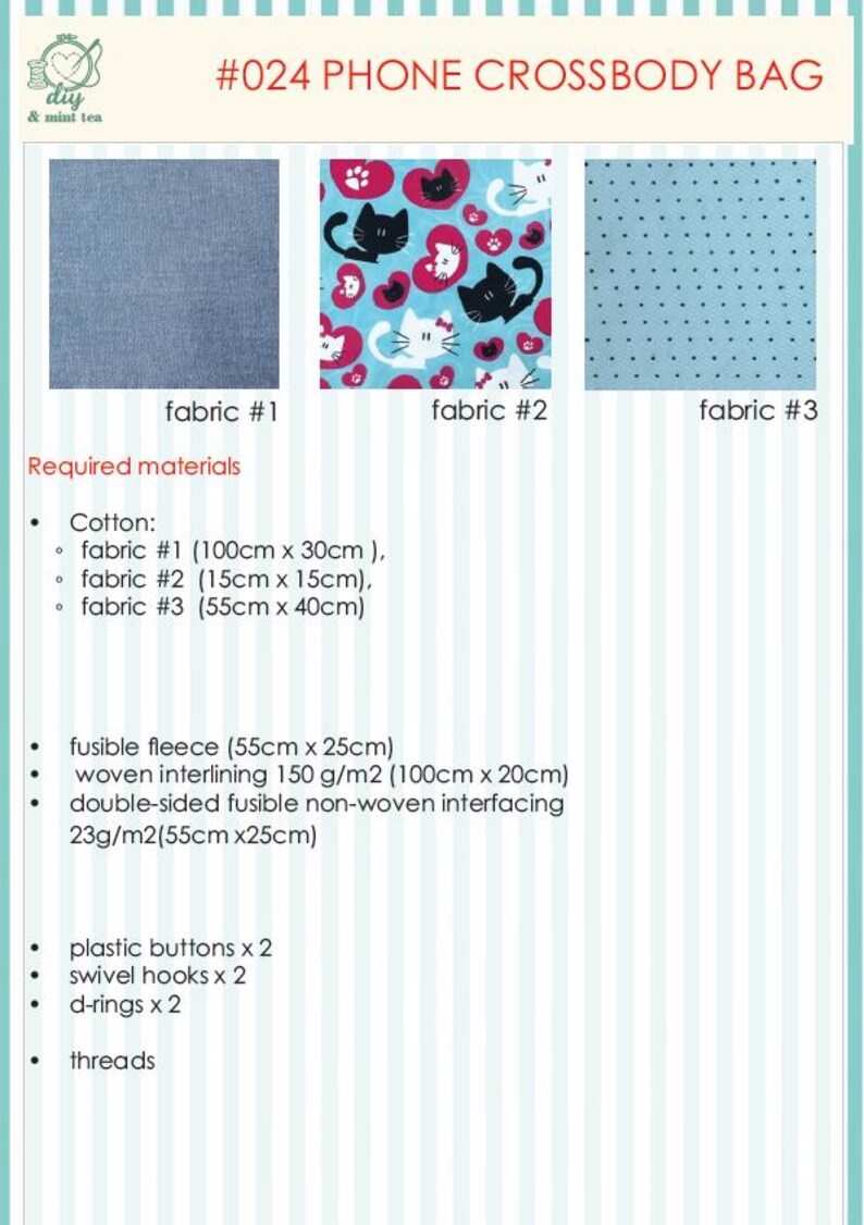 Crossbody Phone Bag PDF Pattern | Small Fabric Purse With Flap ...