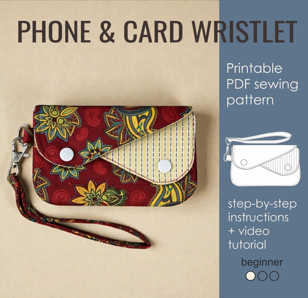 Sewing Pattern PDF, 2 Pocket Phone Case, Wristlet Pouch, Card Holder ...