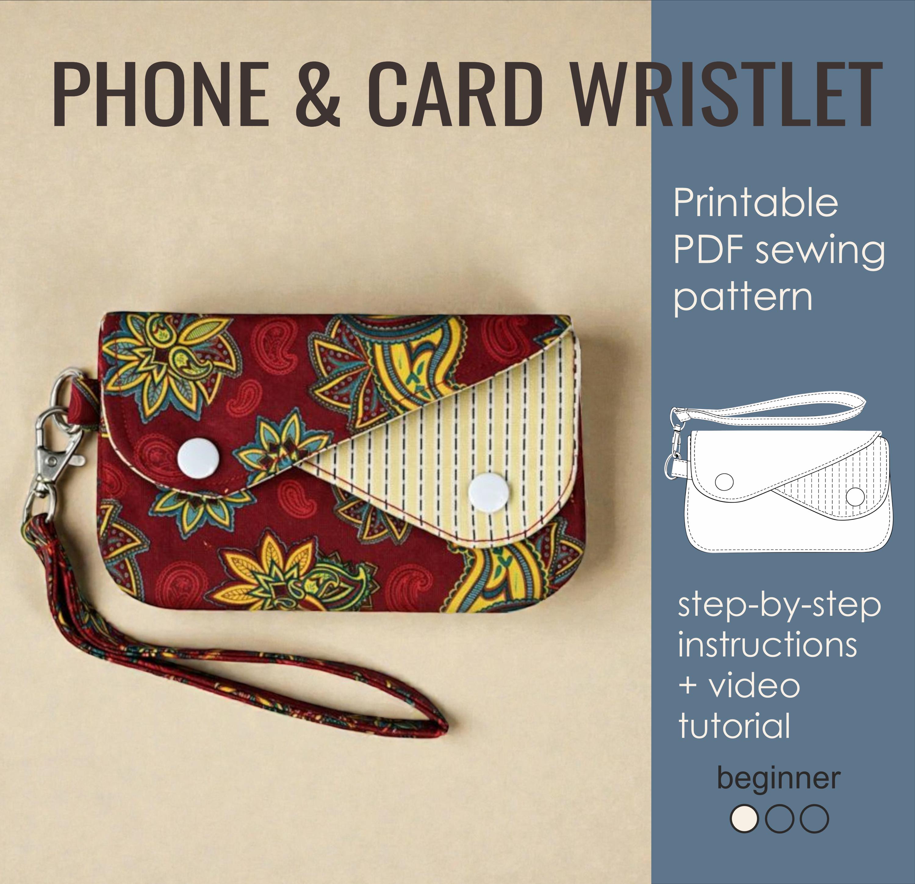 Sewing Pattern PDF, 2 Pocket Phone Case, Wristlet Pouch, Card Holder ...