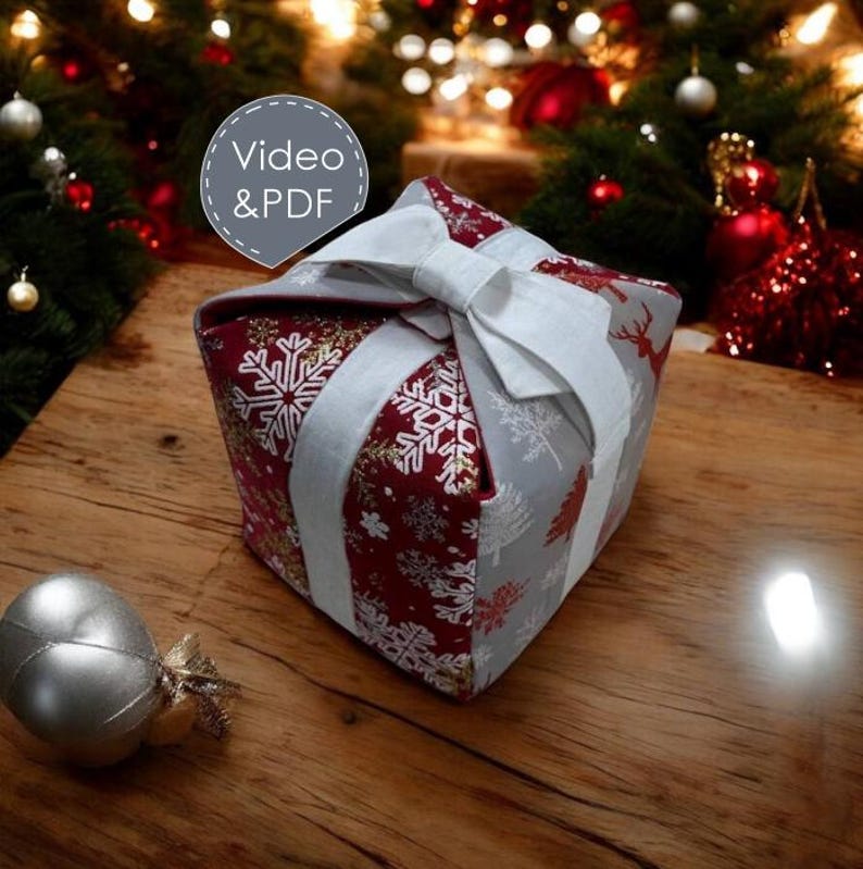 Christmas Gift Box PDF Pattern | Fabric Gift Wrap Sewing Tutorial ...