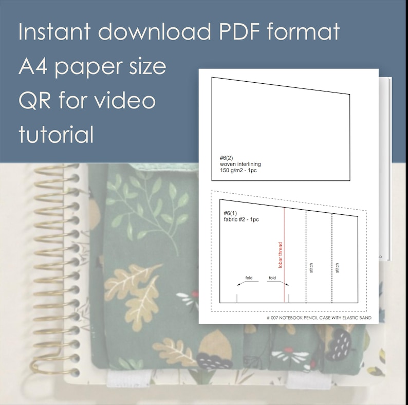 Elastic Band Pen Holder PDF Sewing Pattern: Fabric Pencil Case for ...