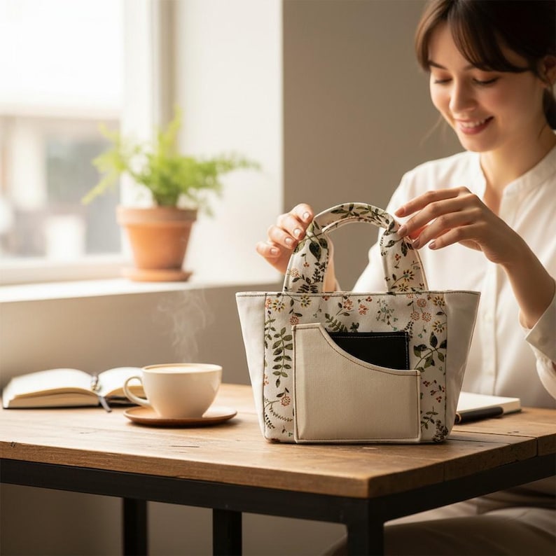 Mini Tote Bag PDF Sewing Pattern, Small DIY Fabric Handbag With Zipper ...