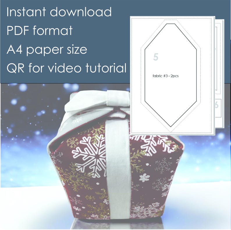 Christmas Gift Box PDF Pattern | Fabric Gift Wrap Sewing Tutorial ...
