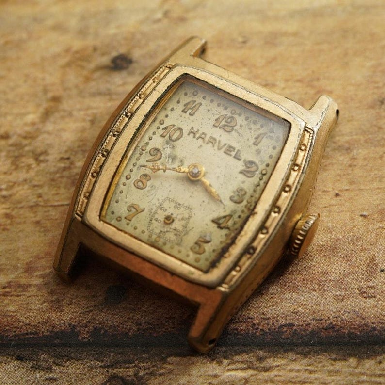 Vintage Harvel Art Deco Tank Mechanical Manual Wind Wrist Watch Parts ...