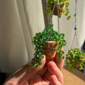 Mini Hanging Beaded Plant Pot | Handmade Glass Mini Garden | Car Mirror ...