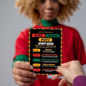 Black History Month School Spirit Week Flyer (canva Editable) - Etsy