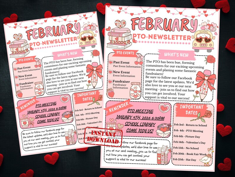 February Newsletter, PTO, PTA, Classroom Information (canva Editable ...