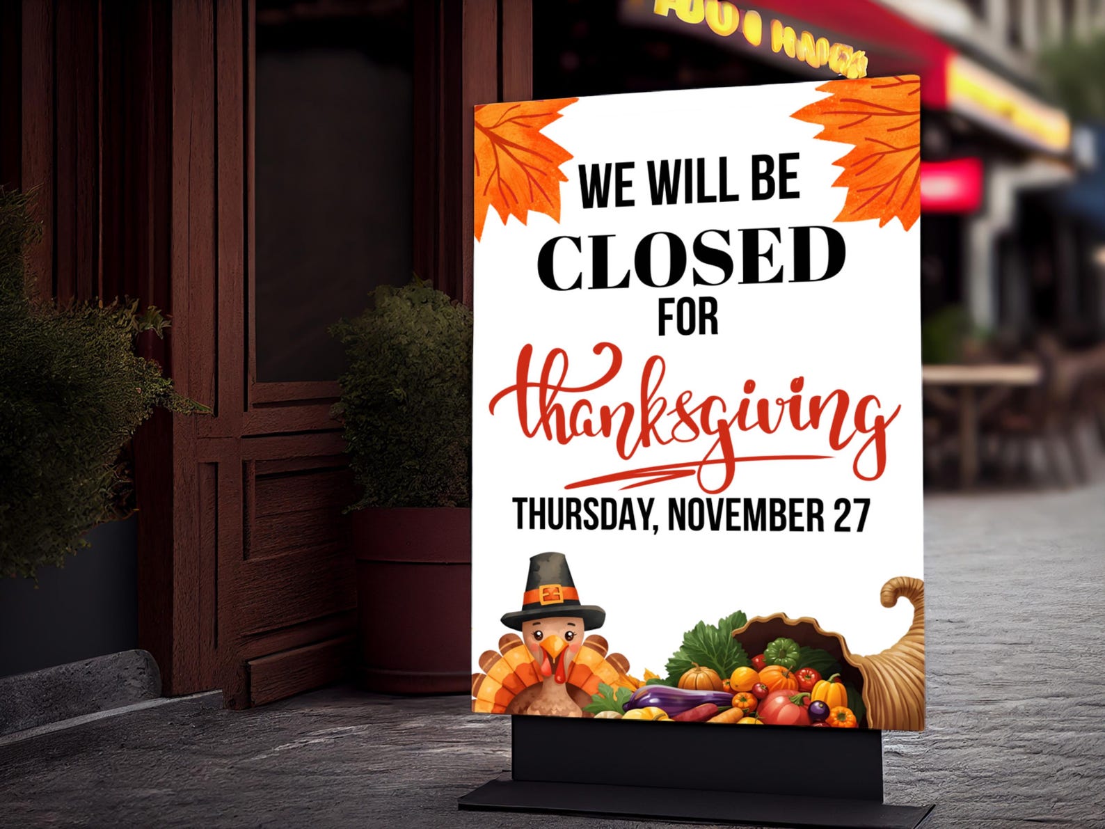 Closed for Thanksgiving Sign 2025, Holiday Closure Banner for Business ...